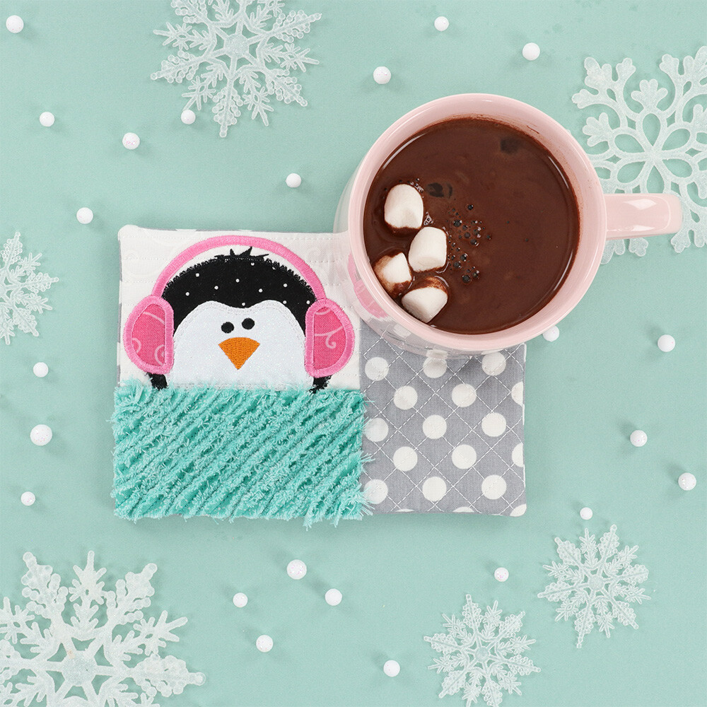Free Warm and Whimsical Penguin Mug Rug Design